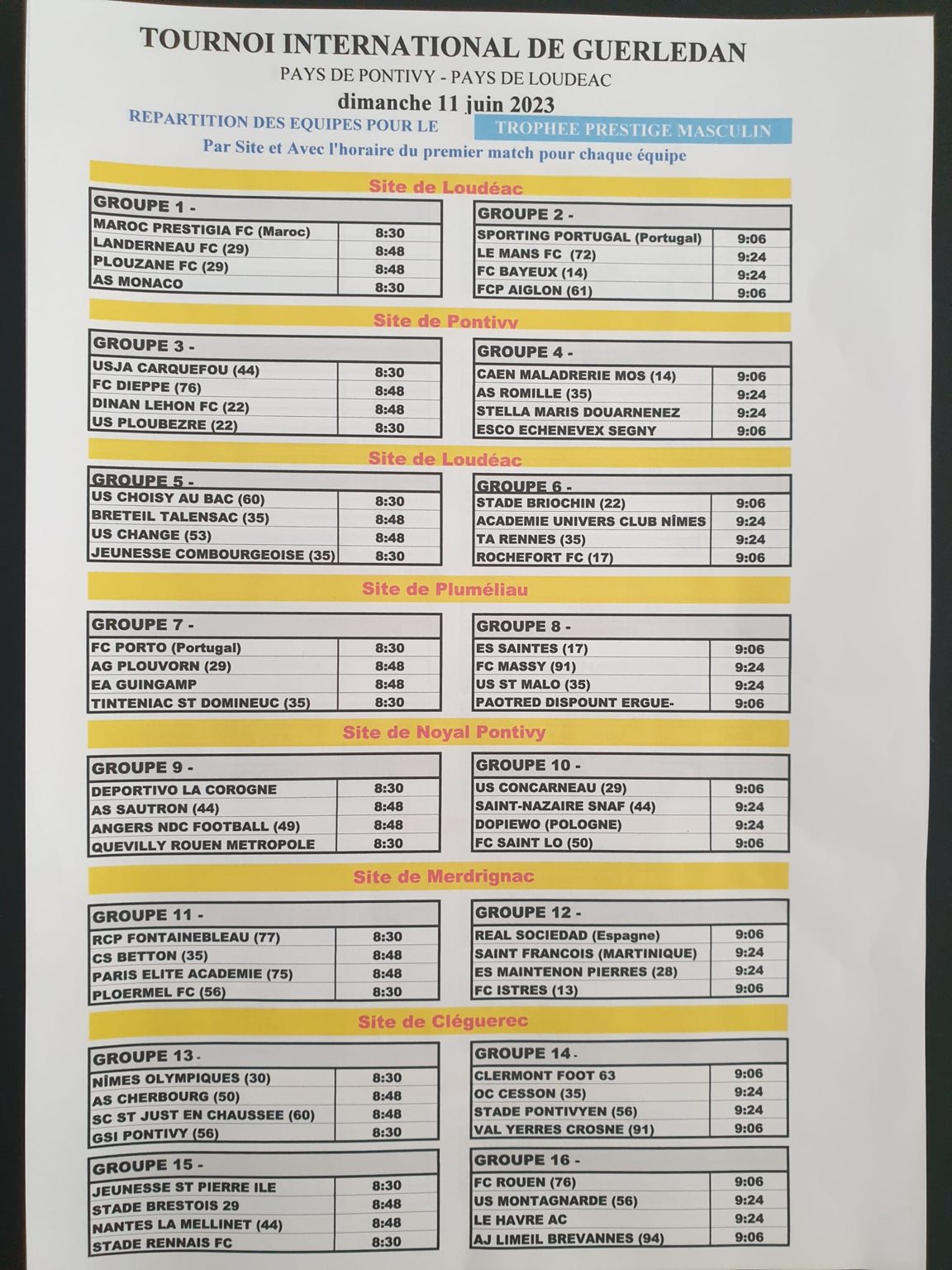 Football Tournoi U12-U13 - Tournoi International de Guerlédan
